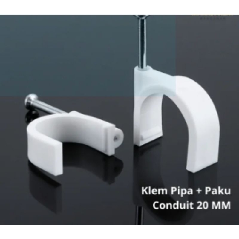 Jual Klem Pipa + Paku Conduit 20 mm / Klem Pipa Listrik 20 mm / Clamp ...