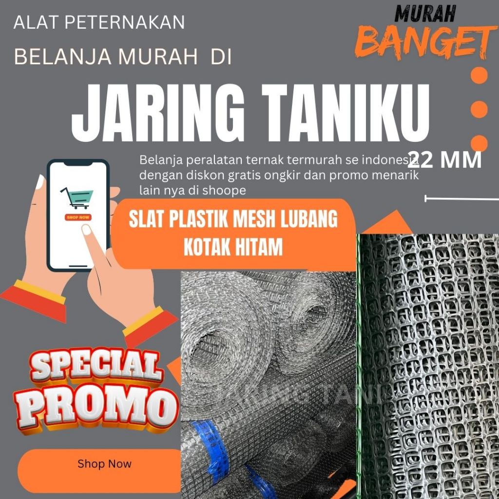 Jual SLAT PLASTIK MESH LUBANG KOTAK ( 2m x 50m ) Diameter Lubang 1.6cm - READY | Shopee Indonesia