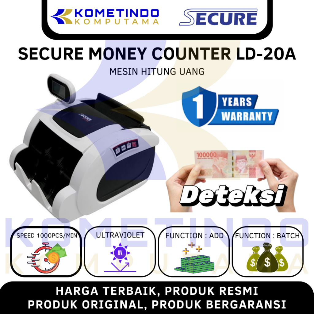 Jual Secure LD-20A Automatic & Manual Money Counter Mesin Hitung Uang LD20A With UV (Ultra ...