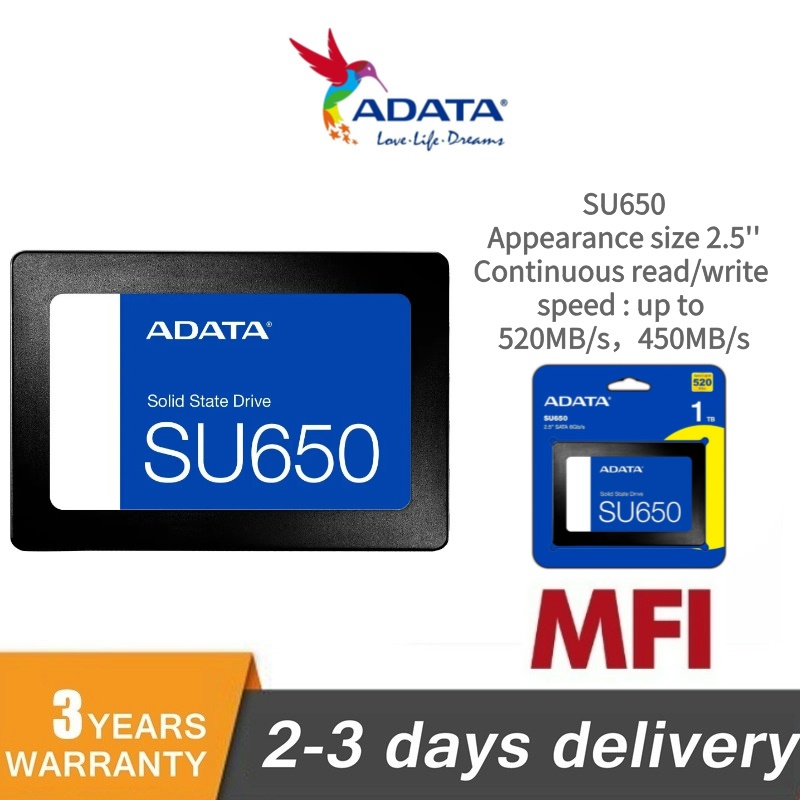 Jual Original Adata SSD SU650 256GB/512GB/1TB Sata 3 Internal hard ...