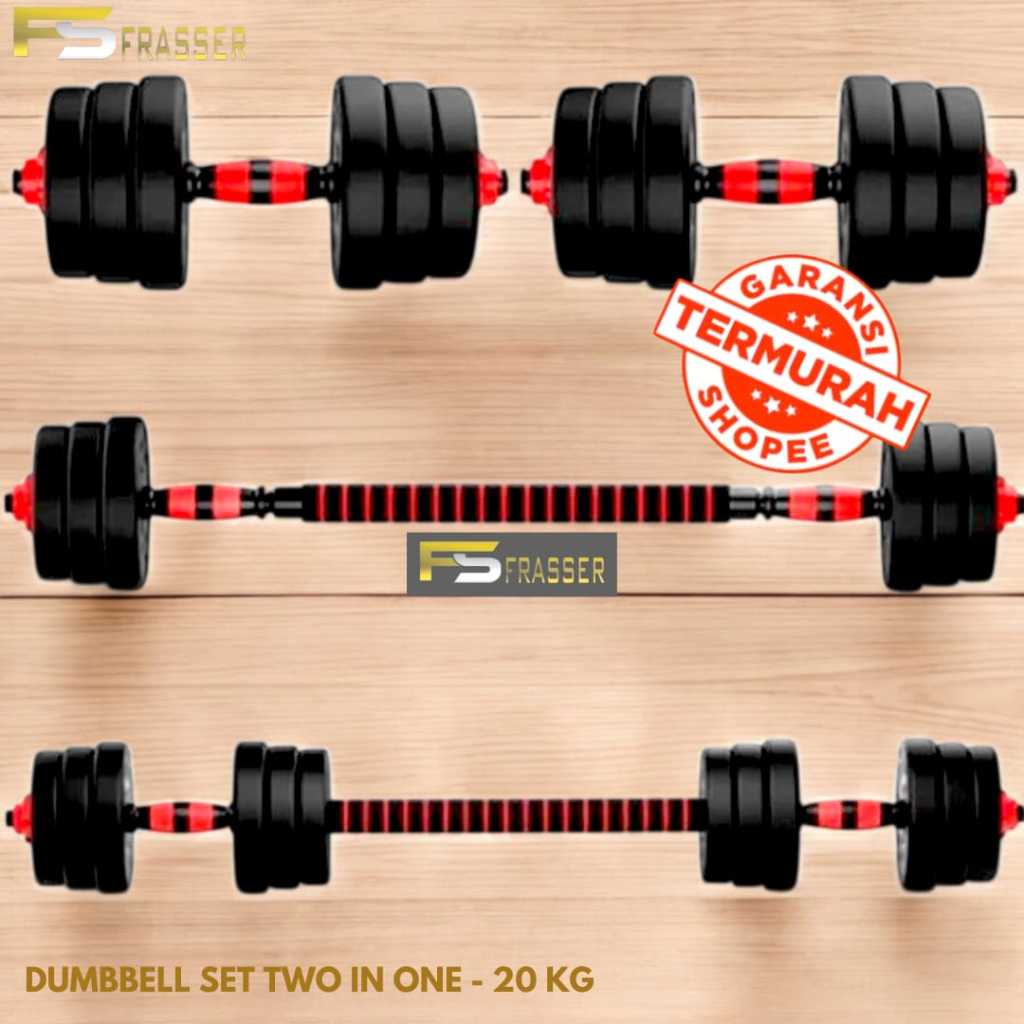 Jual Frasser Dumbbell Set Peralatan Fitness 20 Kg Tiang Angkat Fitness Dumbell Barbel Set DMB BK ...