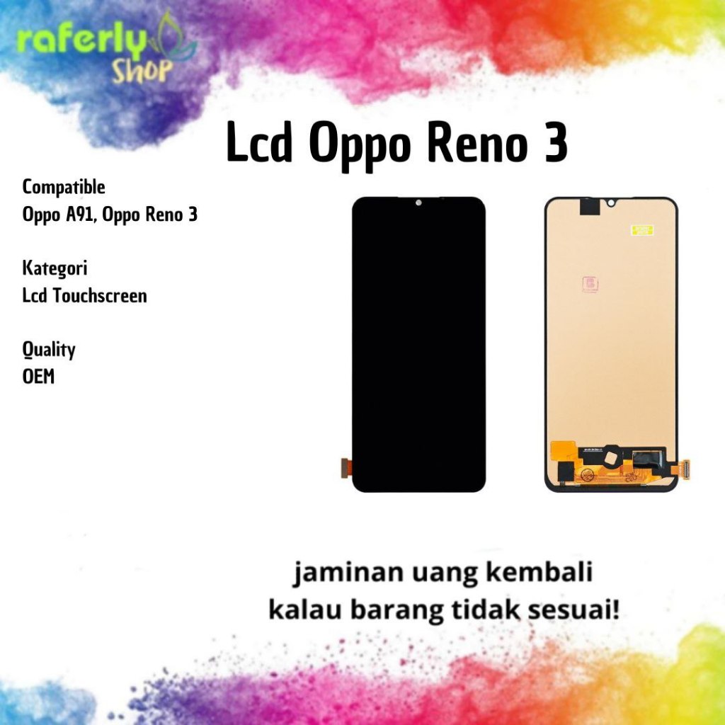 Jual Raferlyshop Lcd Oppo Reno 3/A91 E1 Black | Shopee Indonesia