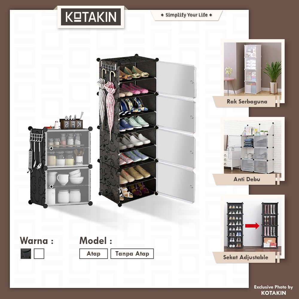 Jual KOTAKIN Rak Sepatu Susun Kotak Tertutup Anti Debu Transparan ...