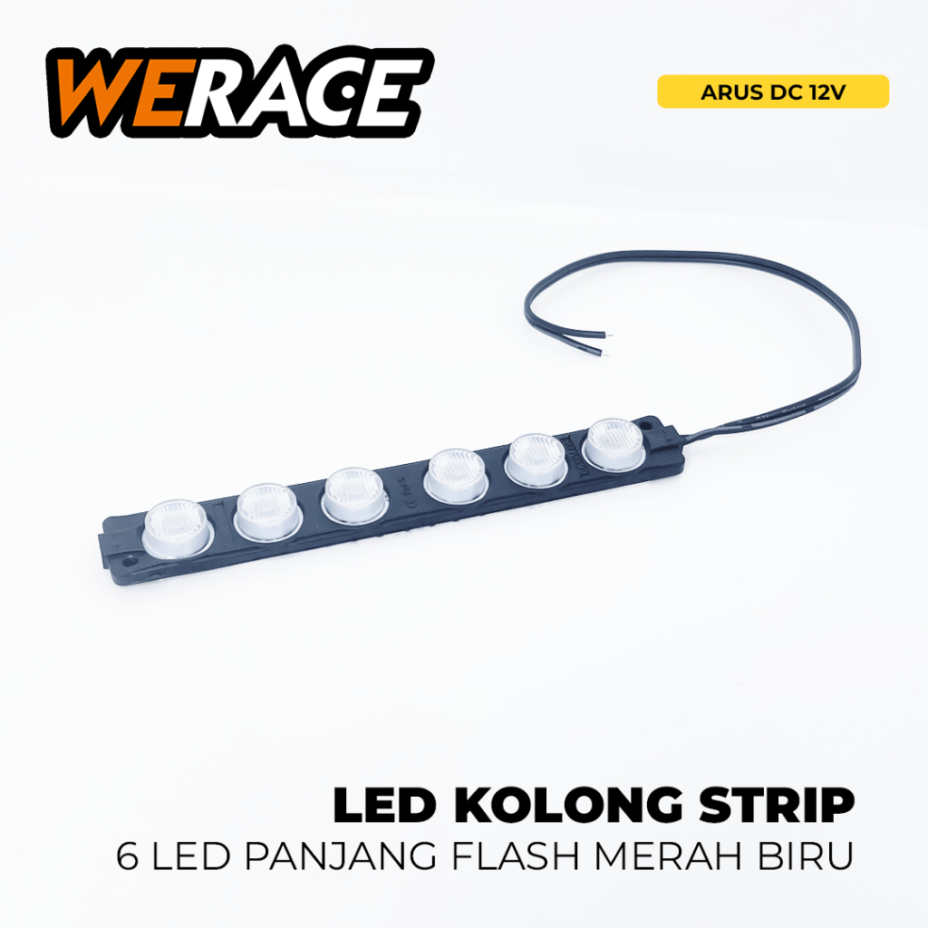 Jual WERACE Lampu Modul LED Kolong Strip 6 Mata Panjang 12V Merah Biru Kedip Flash Variasi 6W ...
