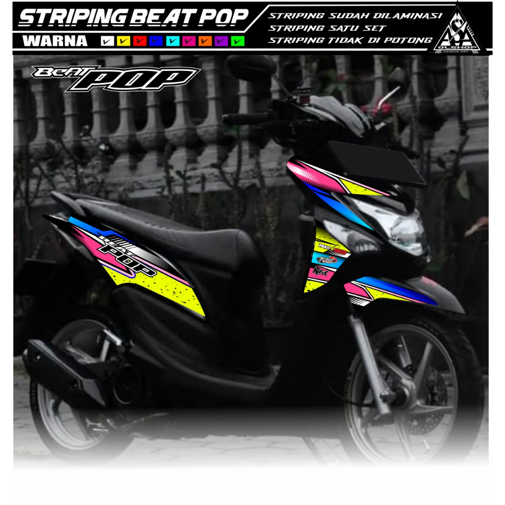 Jual striping/sticker beat pop motip racing | Shopee Indonesia