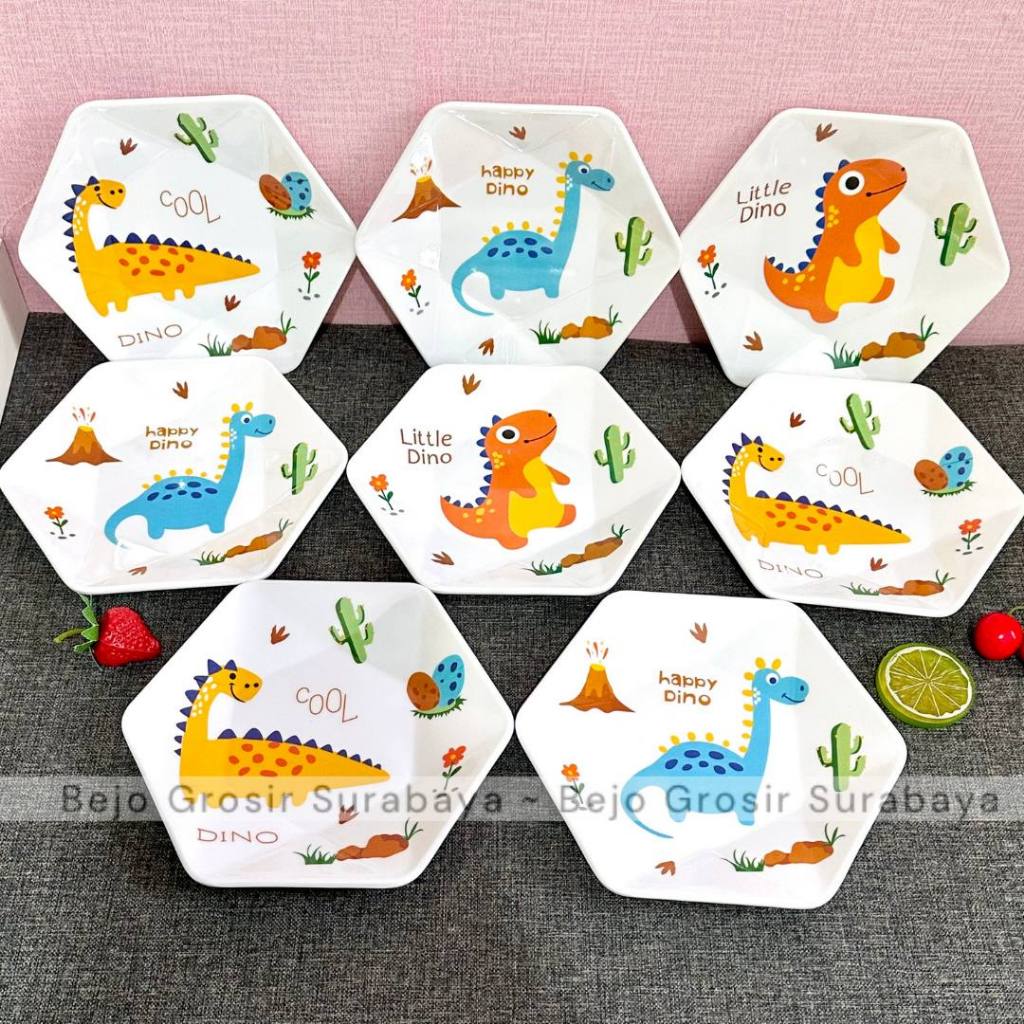 Jual Piring Melamin Anak 8 inch (20cm) Piring Segi Dino Piring Segi ...