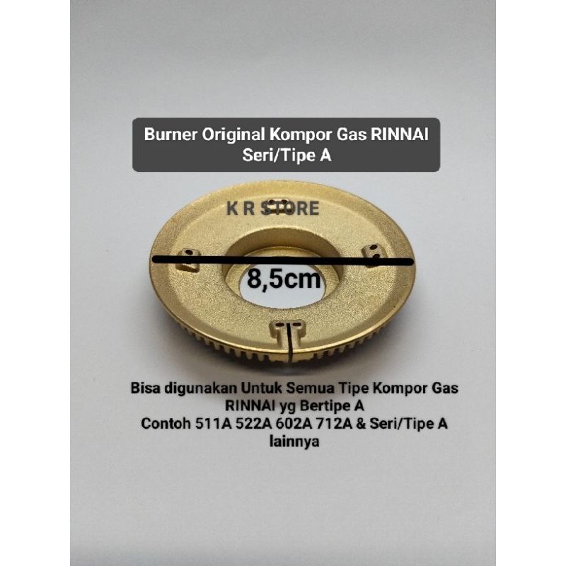 Jual BURNER KUNINGAN BESAR KOMPOR GAS RINNAI ORIGINAL TEBAL TIPE A 511A ...
