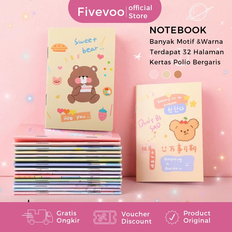 Jual Fivevoo Buku Tulis Mini Motif Kartun Notebook Mini Cartoon Buku