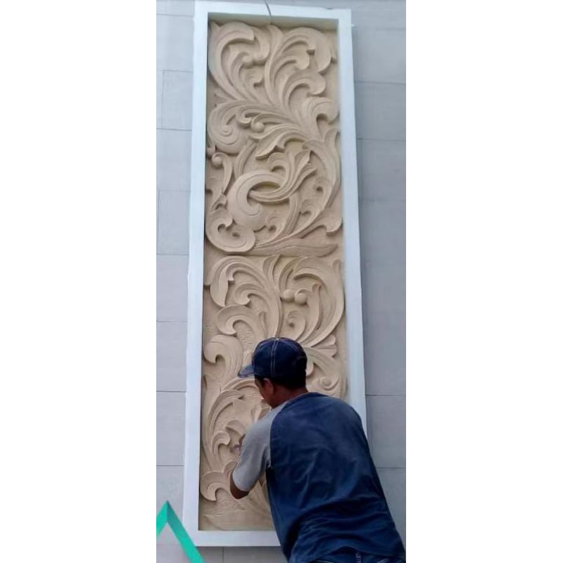 Jual hiasan dinding batu alam ukiran paras putih Jogja 60x100 custom ...
