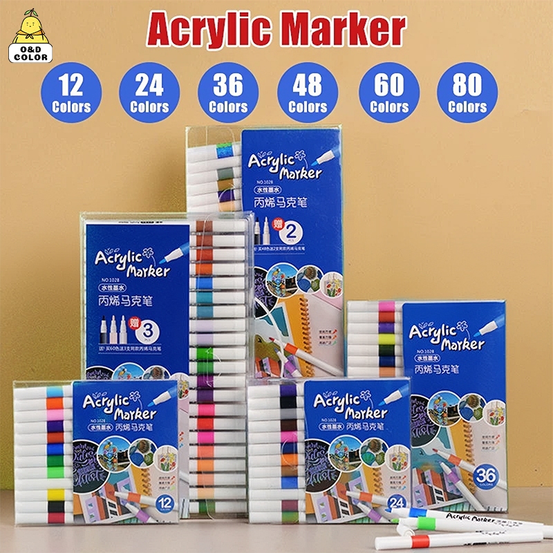 Jual Kualitas Tinggi Pen Penanda Akrilik Set 24/36/48/60/80 Warna Pen ...