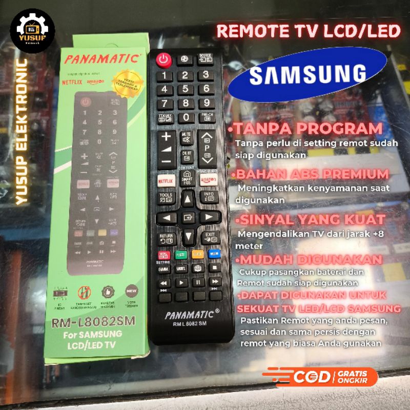 Jual Remot Remote TV Samsung LCD LED Smart TV Netflix RM L8082SM PANAMATIC | Shopee Indonesia