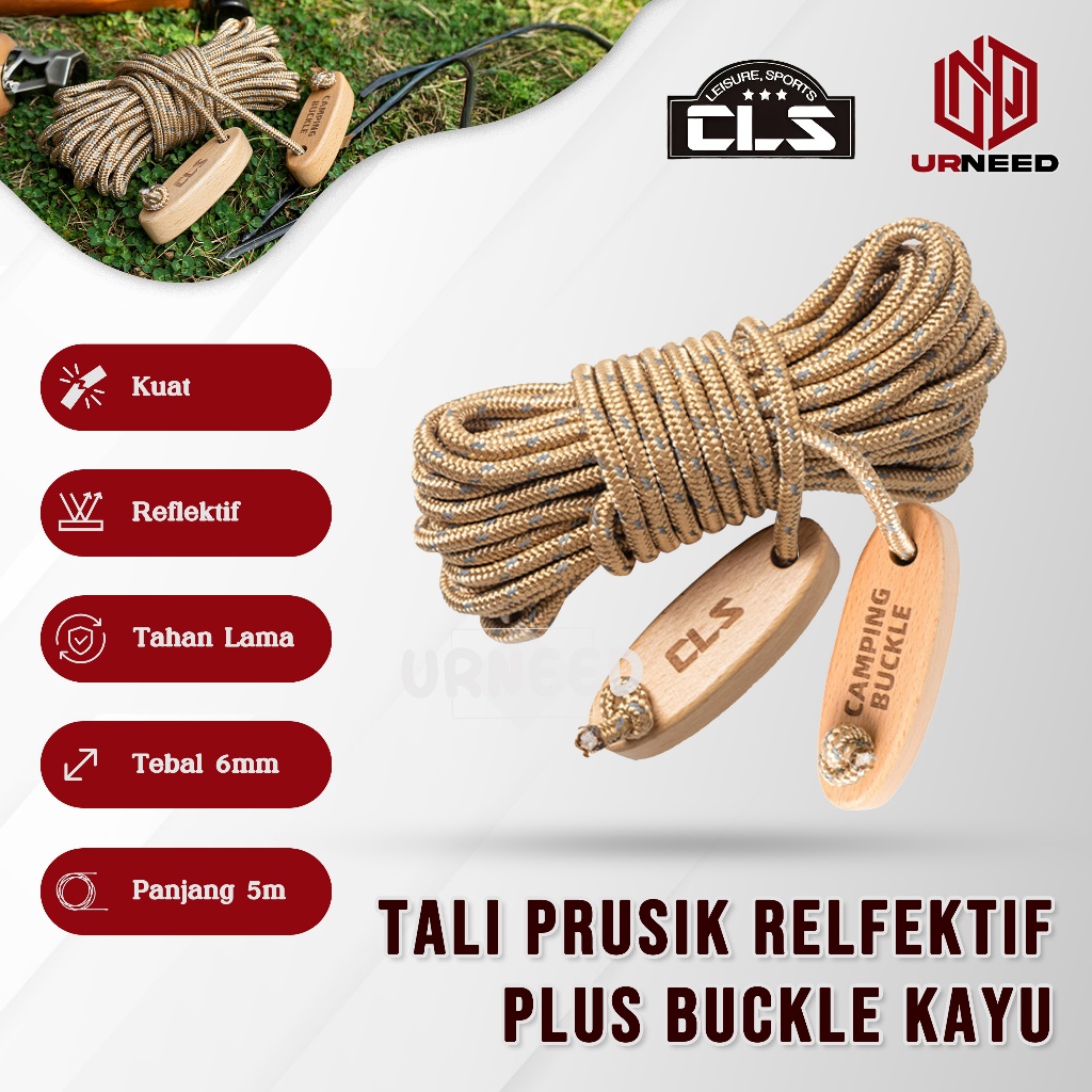 Jual Tali Prusik 6 mm Panjang 5 Meter Plus 2 Camping Buckle Kayu ...