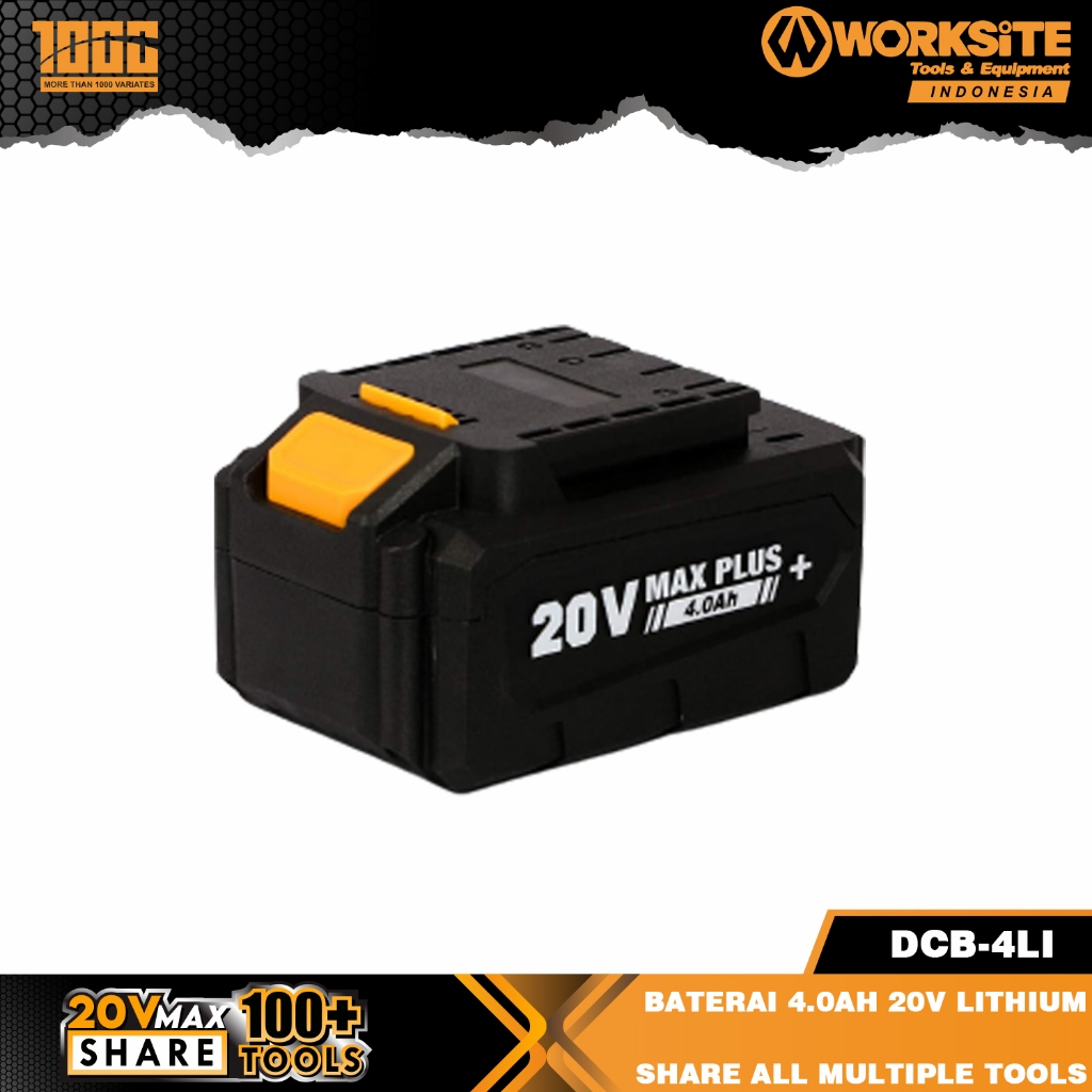Jual 20V Max Plus Lithium Baterai DCB-4LI Worksite | Shopee Indonesia