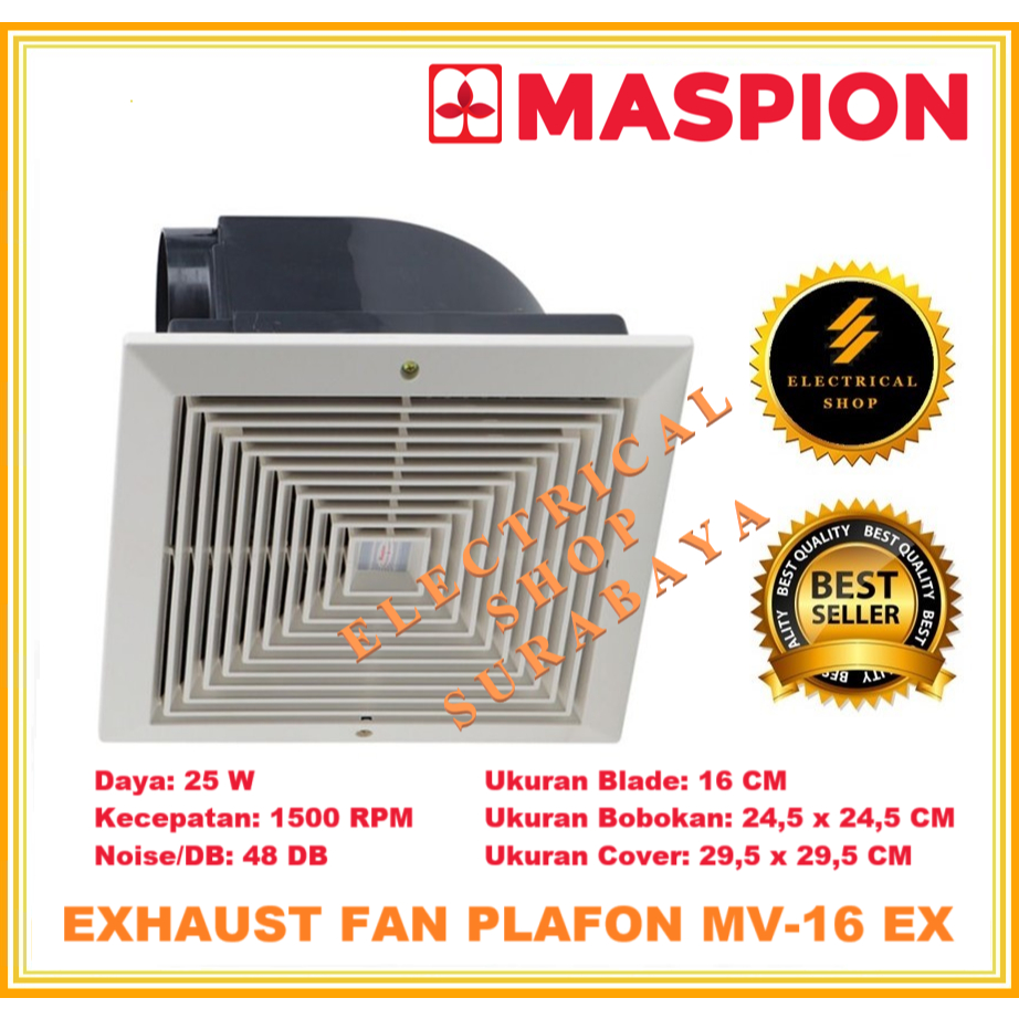 Jual MASPION EXHAUST FAN PLAFON MV-16 EX 25W KIPAS ANGIN HISAP ...