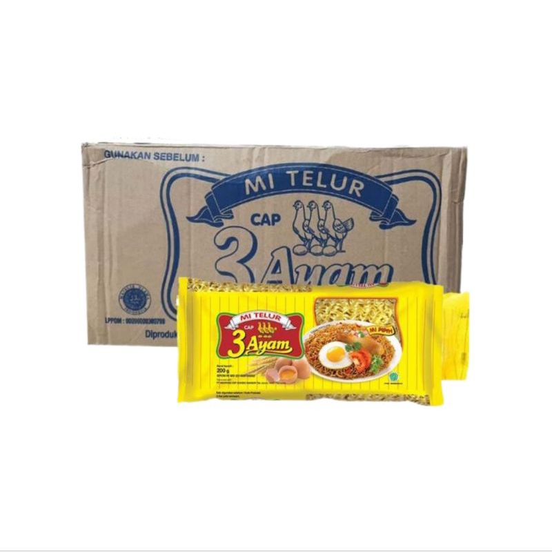Jual Mi Telur Cap 3 Ayam 200g (1 dus/20 pcs) | Shopee Indonesia