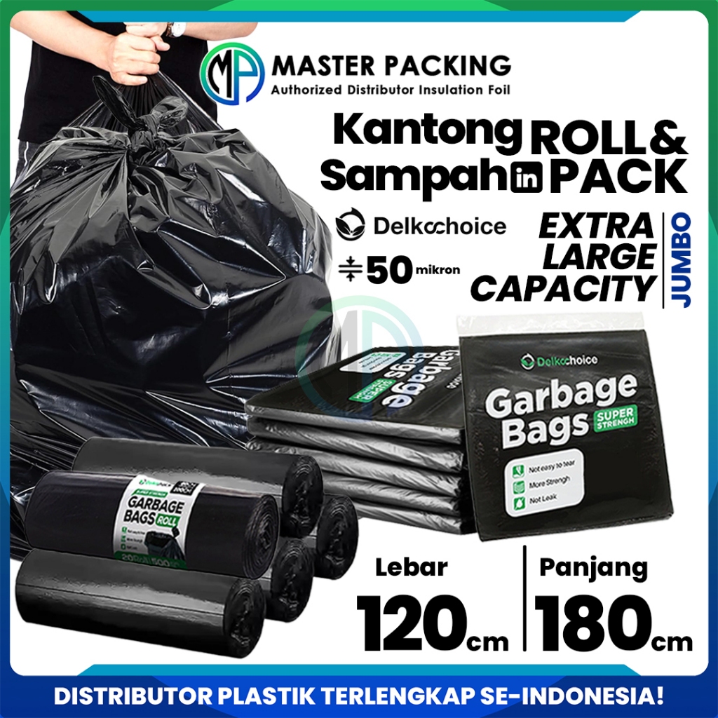 Jual Kantong Kresek Plastik Sampah Hitam JUMBO 120cm x 180cm / Trash Bag / Garbage Bags Tebal ...