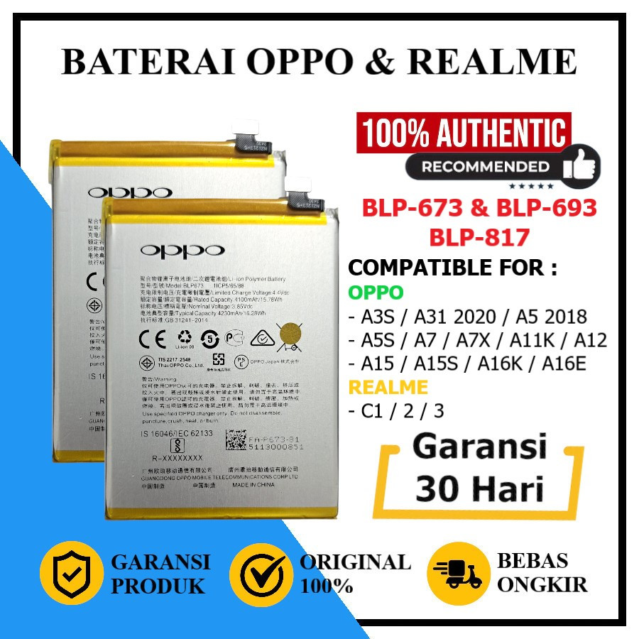 Jual Baterai For Realme C1 / Realme 2 / Realme 3 BLP-673 & BLP-693 ...