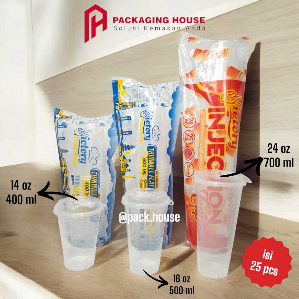 Jual [25 PCS] CUP INJECTION + LID l CUP INJECTION VICTORY l CUP 14 OZ ...