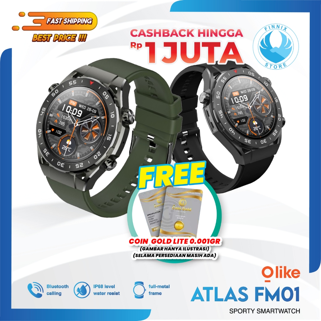 Jual Olike FM01 ATLAS Smartwatch 1.39" HD Display IP68 BT Call | Shopee ...