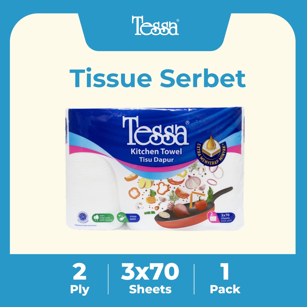 Jual Tessa Towel Roll Tissue 3 Rolls (70 sheets x 2ply) - Kitchen Towel ...