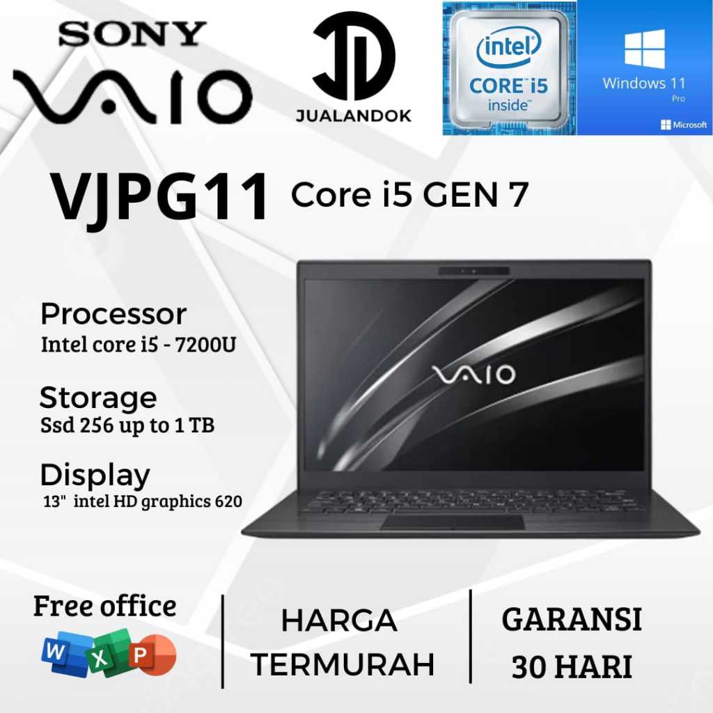 Jual Laptop Slim Sony Vaio Core i5 Gen 7 - RAM 8GB - SSD 512GB - 13 ...