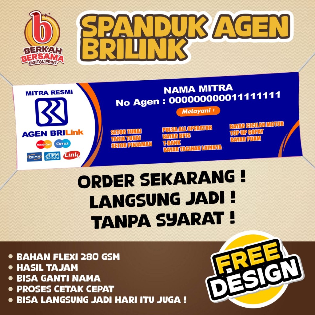 Jual Spanduk / Banner Agen Brilink Bank BRI TERBARU 2024 / SPANDUK ...