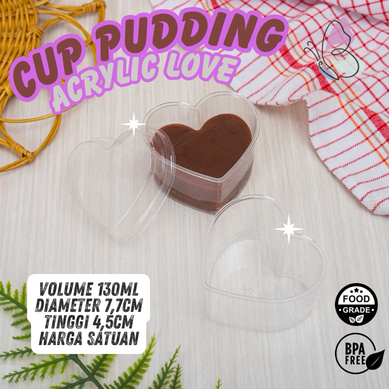 Jual LKL - [SATUAN] CUP GELAS PUDDING ACRYLIC LOVE SEGITIGA BULAT CH ...