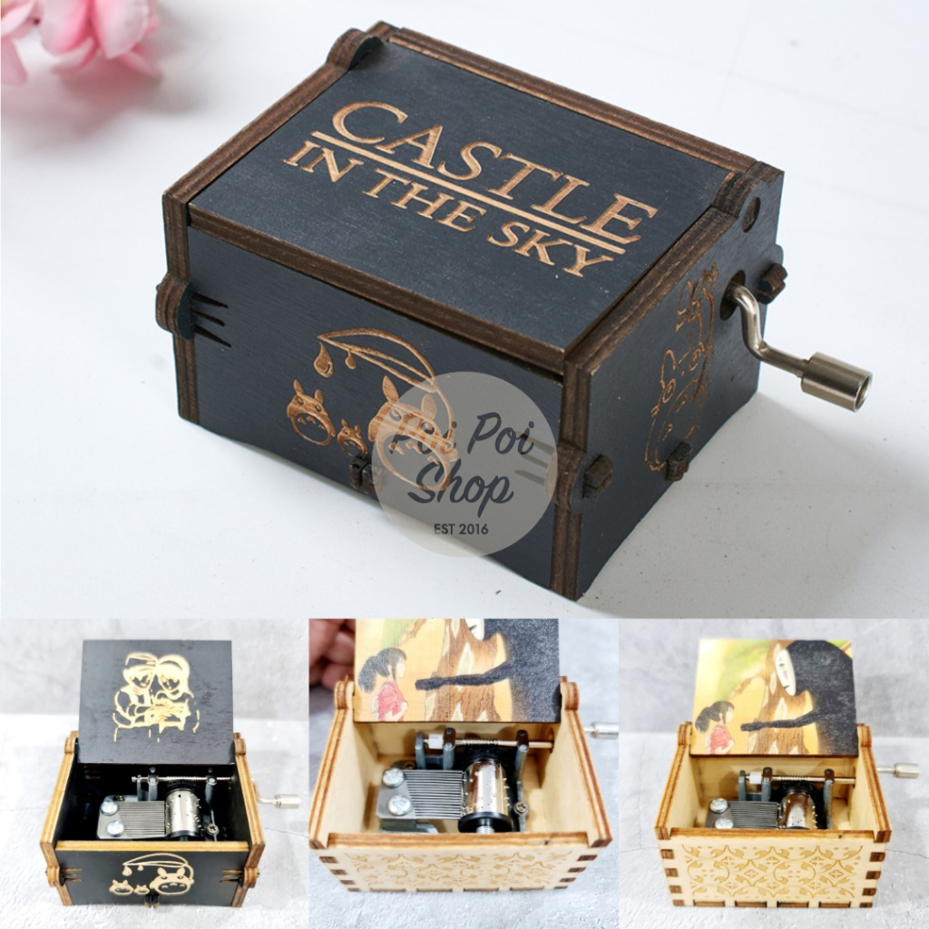 Jual Kotak Musik Putar Kayu Ghibli Castle in The Sky Totoro Music Box ...