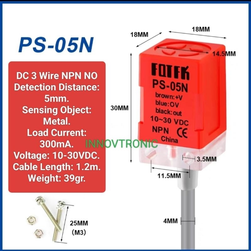 Jual PS05N PS-05N Red Inductive Proximity Sensor Switch NPN NO Fotek ...