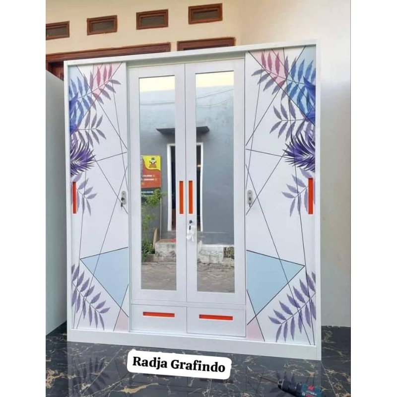 Jual Lemari Pakaian Besi Premium Sliding 4 Pintu Kaca / Almari Kaca ...