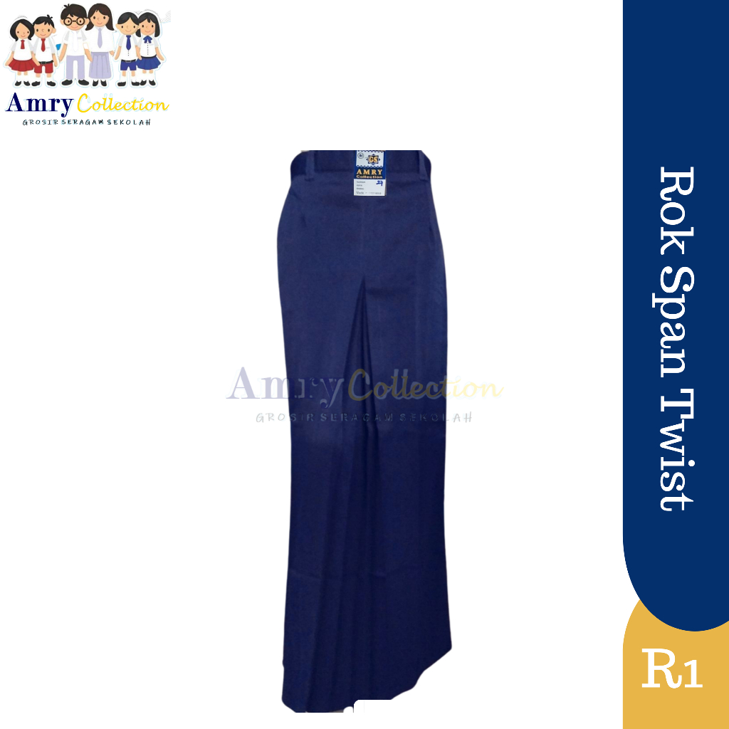 Jual ROK SEKOLAH Rok Span Rempel Belah Satu Biru SMP Seragam Sekolah By ...