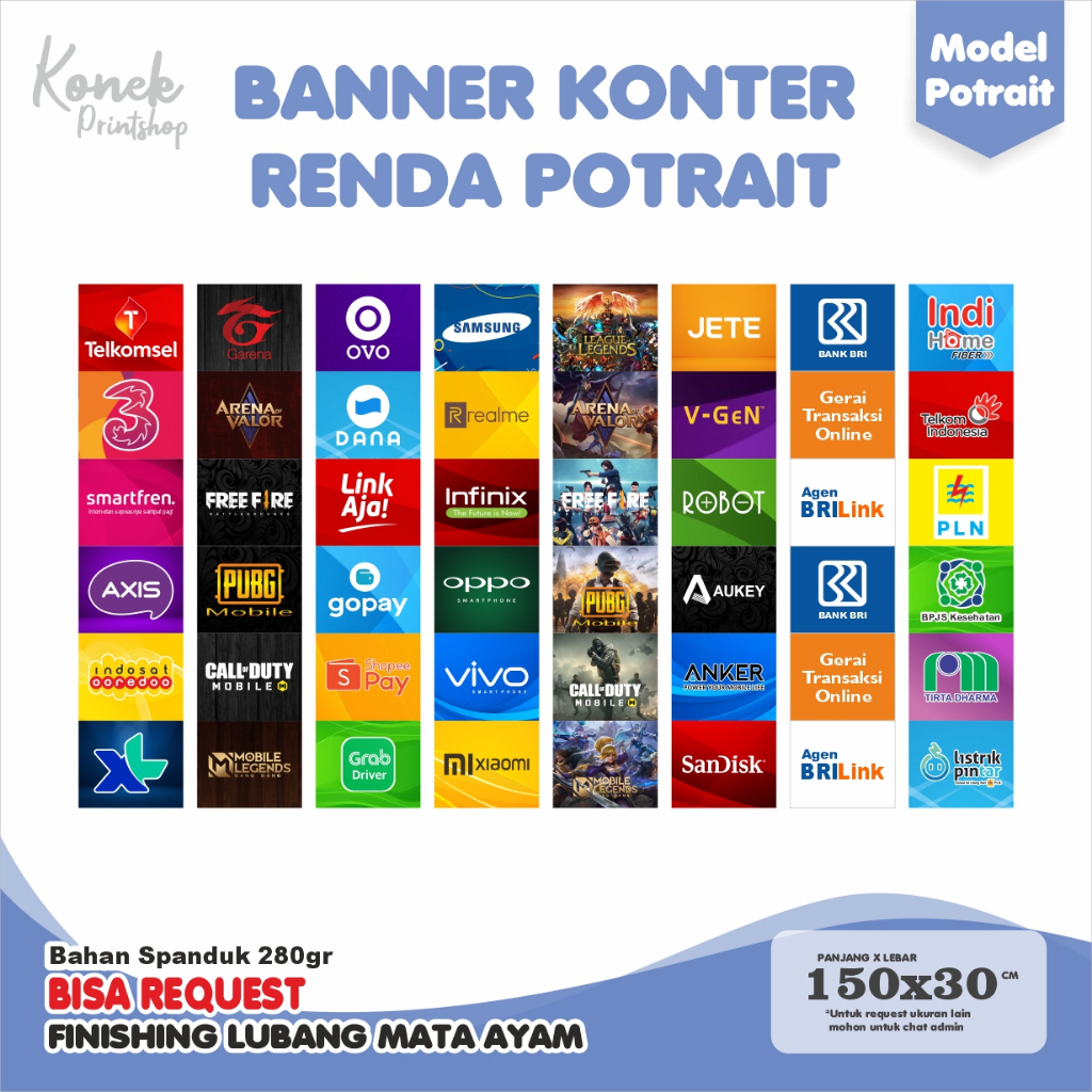 Jual Spanduk Banner Konter Portrait / Renda Portrait / Spanduk Operator Cellular / Spanduk ...