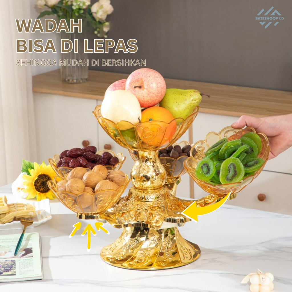 Jual Wadah Buah 2 Tingkat 5IN1 Estetik BESAR / Piring Cemilan Bisa ...