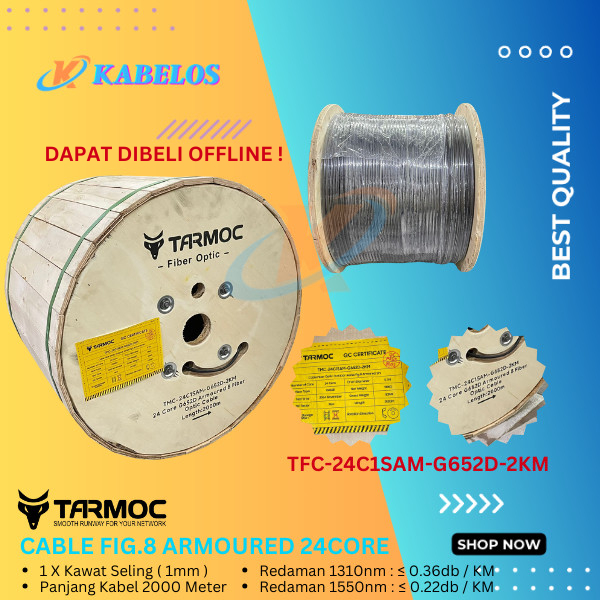 Jual Tarmoc Fiber Optic Cable Fig 8 Armoured 24 Core 2000m | Kabel ...