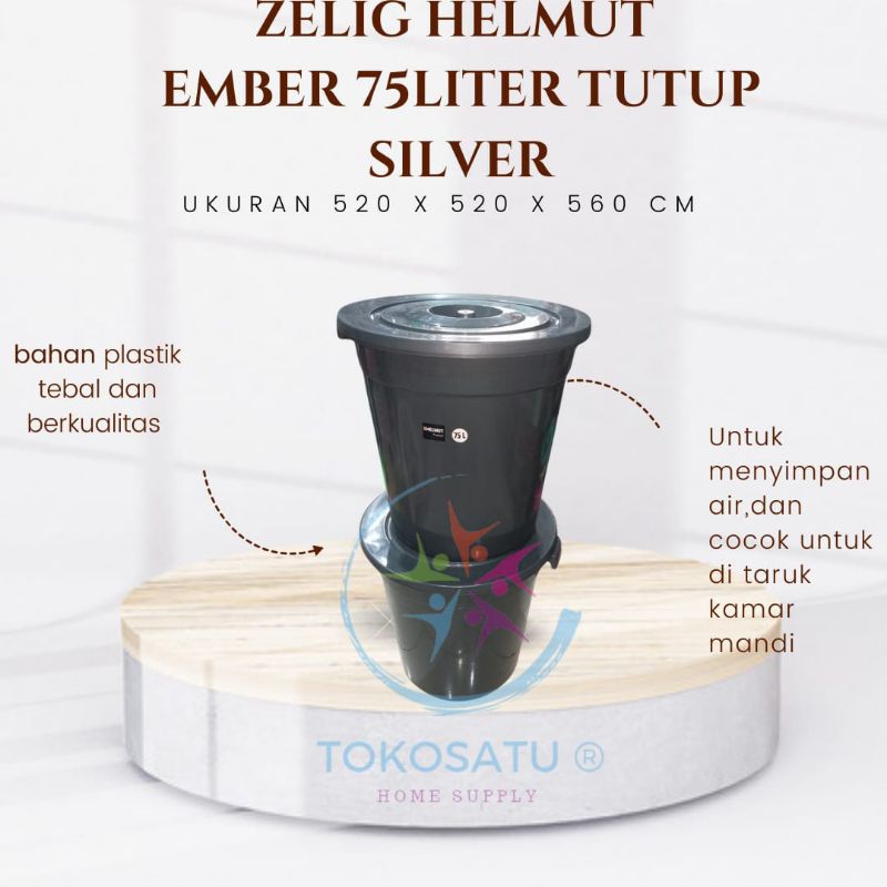 Jual ember tutup 35 liter 45 liter 75 liter abu abu zelig | Shopee ...