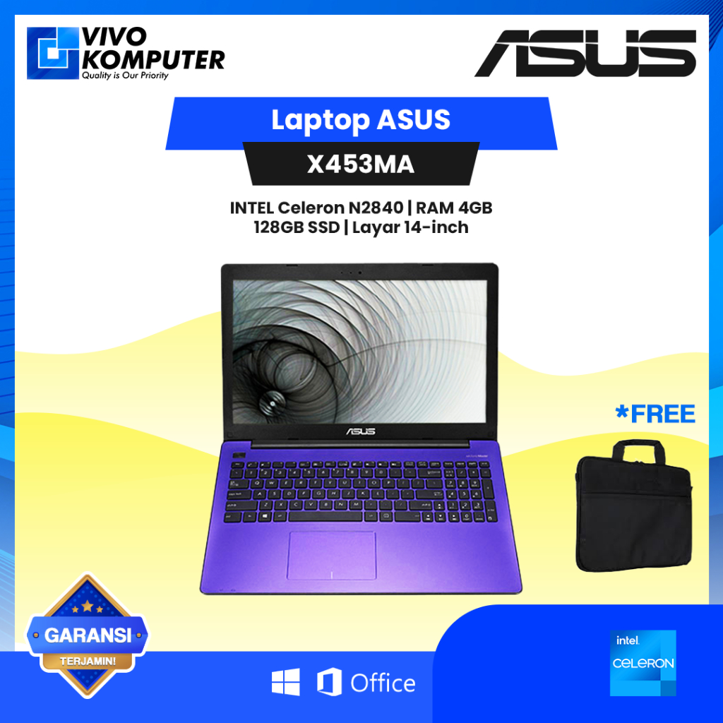 Jual Asus X453M Purple | Laptop Pelajar | INTEL Celeron N2840 | RAM 4GB ...