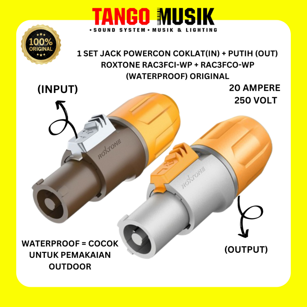 Jual 1 SET JACK POWERCON IN + POWERCON OUT WATERPROOF ROXTONE RAC3FCI ...