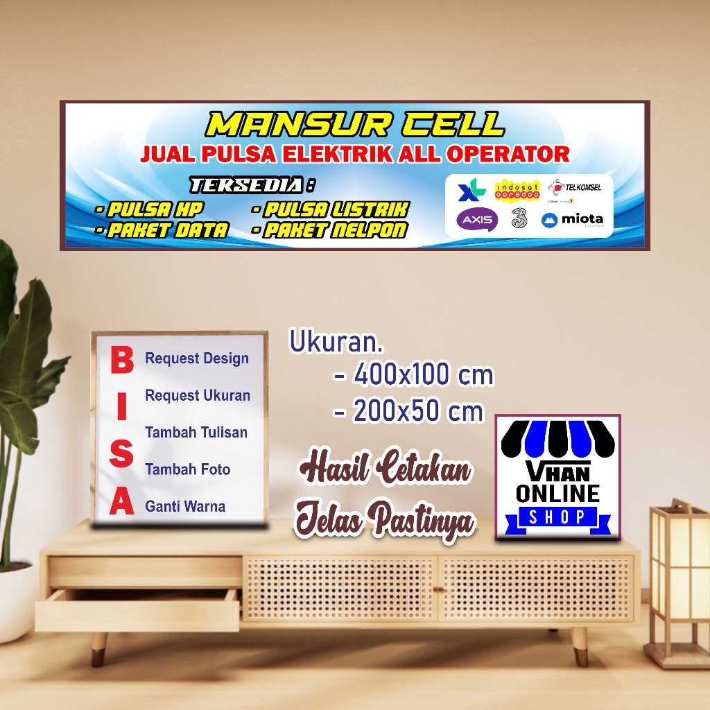 Jual Cetak Spanduk Banner 400x100 cm Konter HP Bagus | Shopee Indonesia