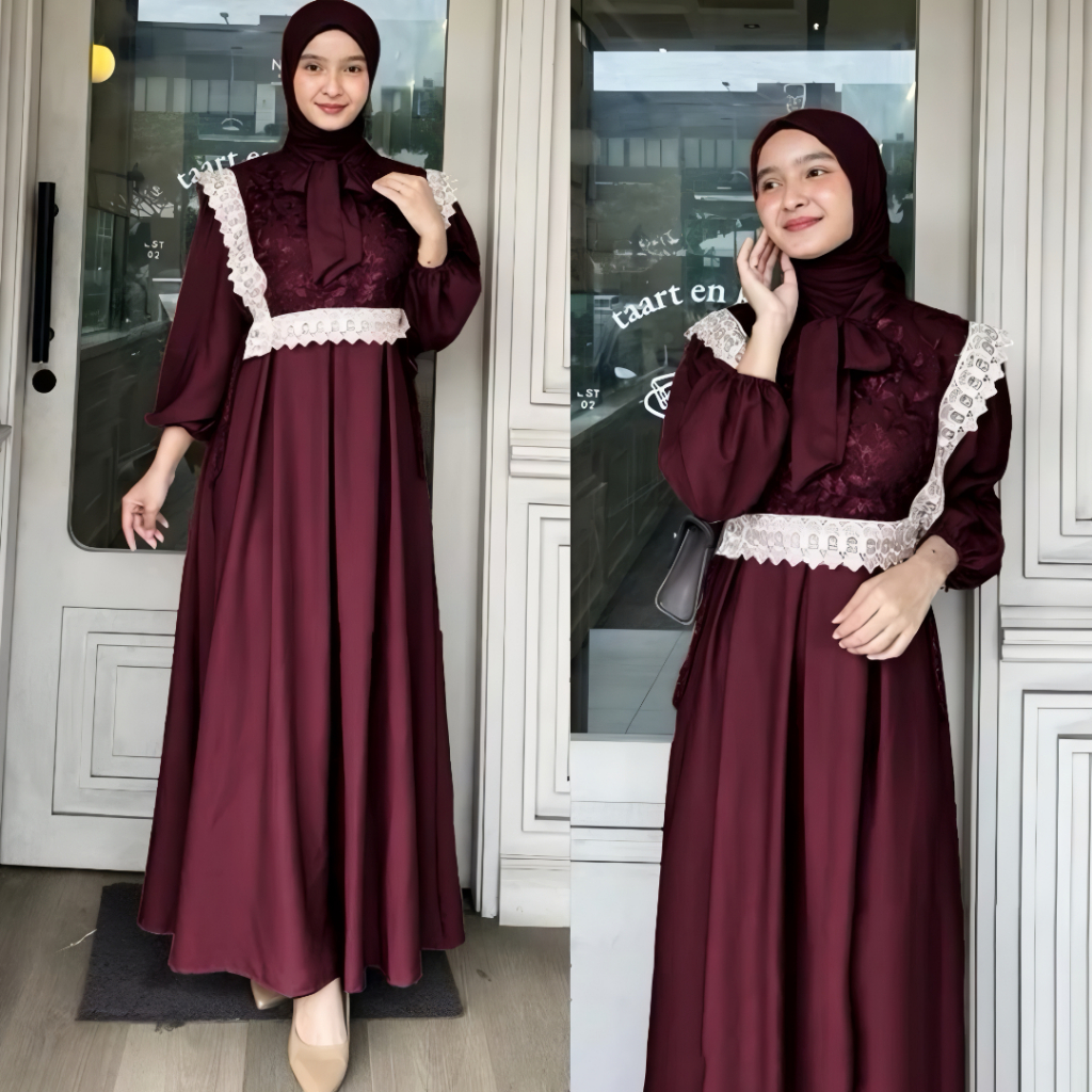 Jual Gamis Muslimah SYAKILA Model Rompi Tille Bordir Oufit Lebaran Kondangan Mewah Terbaru Dres ...