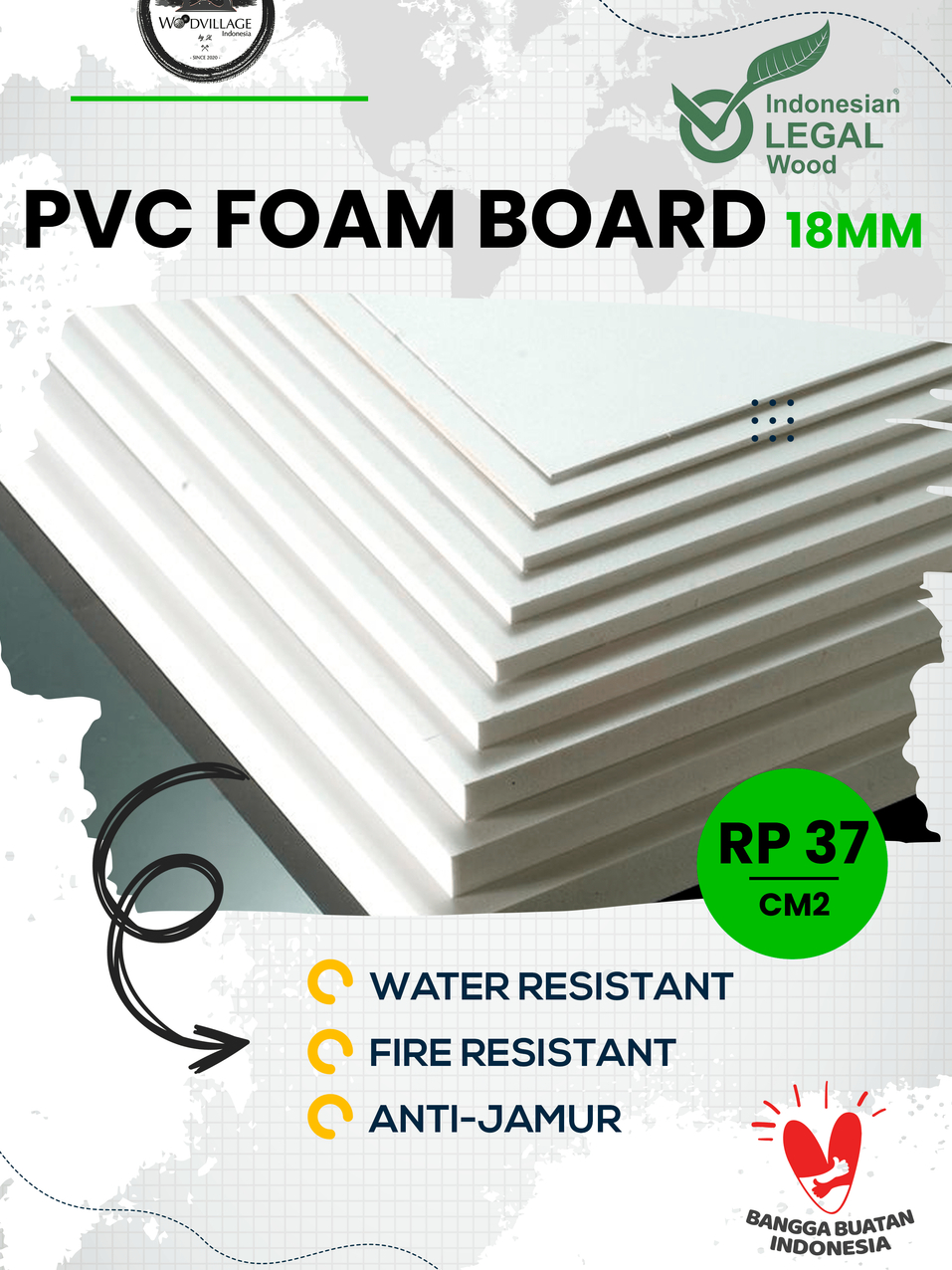 Jual PVC Board / PVC Foam Board / PVC Sheet 18mm Custom | Shopee Indonesia
