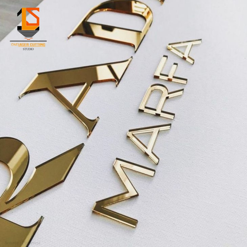 Jual Huruf Timbul Signage Tulisan Logo Papan Usaha Akrilik Mirror Gold ...