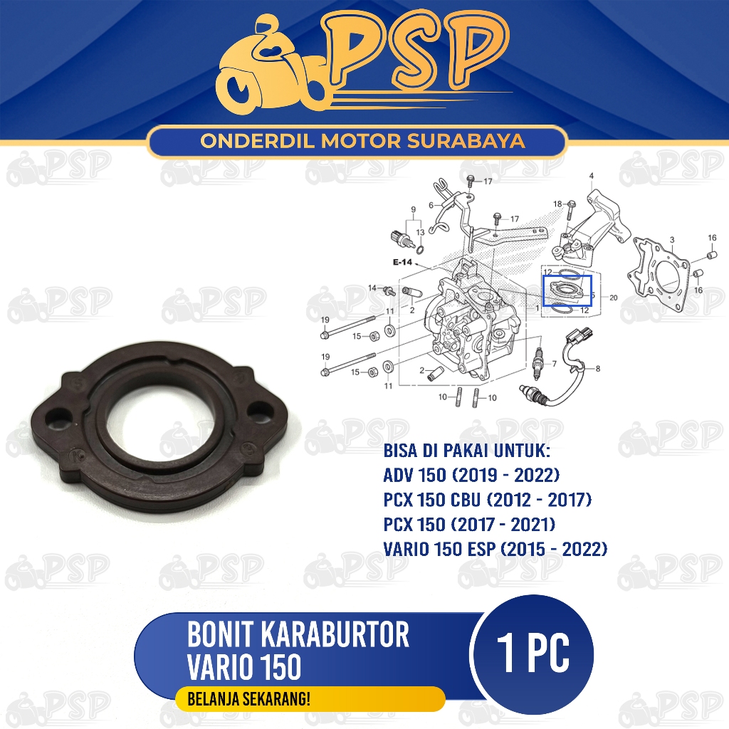 Jual Bonit Karburator Vario 150 - Ebonit Manipol Manifold Manipul Fiber Insulator Karbu Honda ...