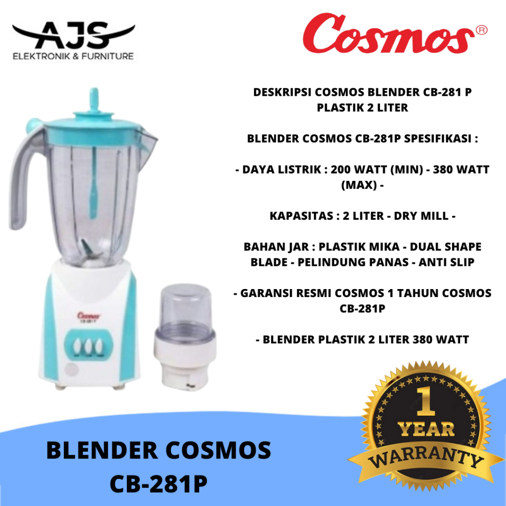 Jual Blender Plastik Cosmos CB 281P / 282P - 3 in 1 - Big Capacity ...