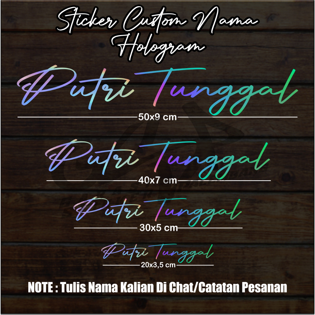 Jual Sticker Cutting Custom Nama | Tulisan Custom Nama Hologram ...