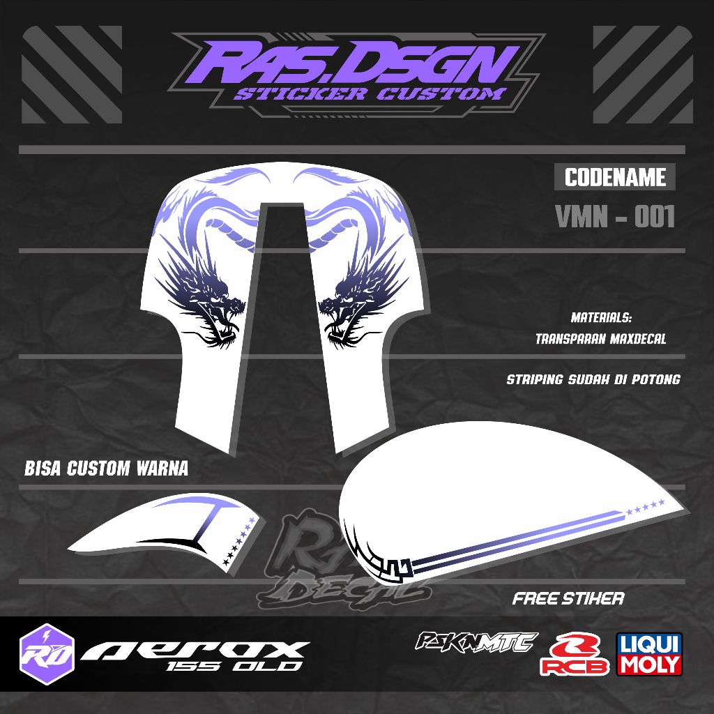 Jual STRIPING STICKER TRANSPARAN VESPA MATIC SPRINT DESAIN DRAGON ...