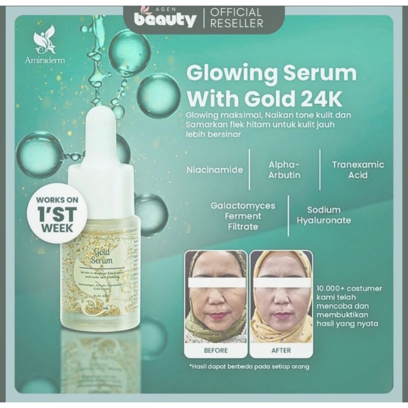Jual Amiraderm Skincare By. Doktip Amiraderm Glowing Serum with Gold ...