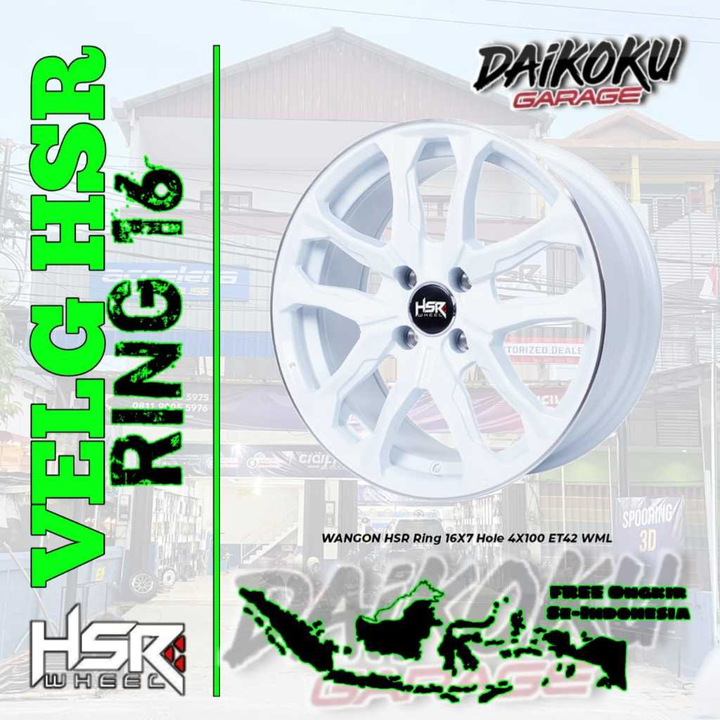 Jual Velg Racing HSR WHEEL WANGON Ring 16 Baut 4x100 Lebar 7 White Toko ...