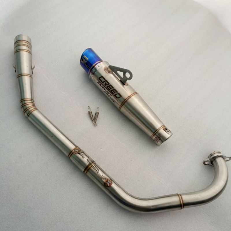 Jual Creed exhaust conical open pipe 1set big elbow Bajaj ct 100/125 ...
