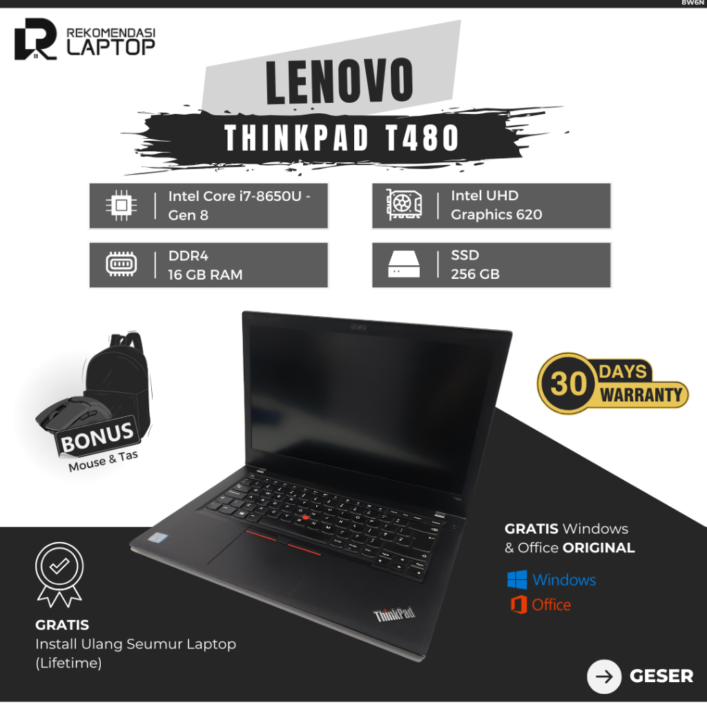 Jual Lenovo Thinkpad T480 Intel i7 RAM 16 SSD 256 | Shopee Indonesia