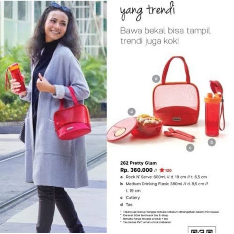 Jual Tupperware Pretty Glam Lunch Set - Red / Lady Wadah Microwaveable ...